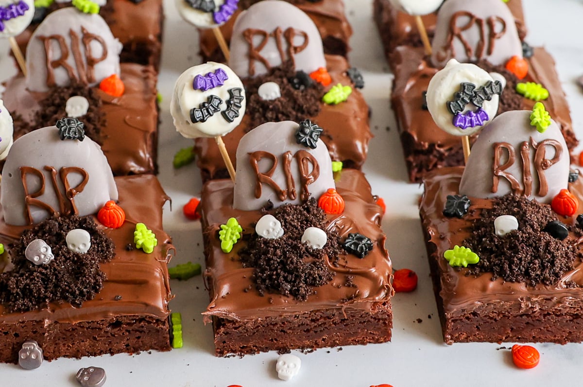 Graveyard Brownies | Spooky Halloween Dessert! - Barefoot In The Pines