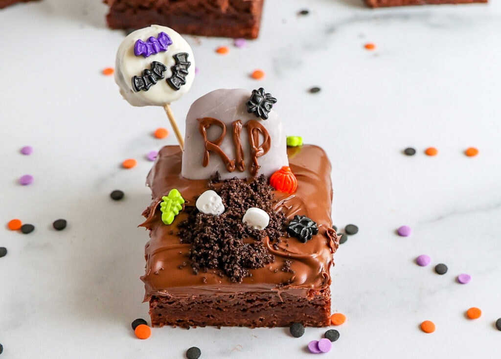 Graveyard Brownies | Spooky Halloween Dessert! - Barefoot In The Pines