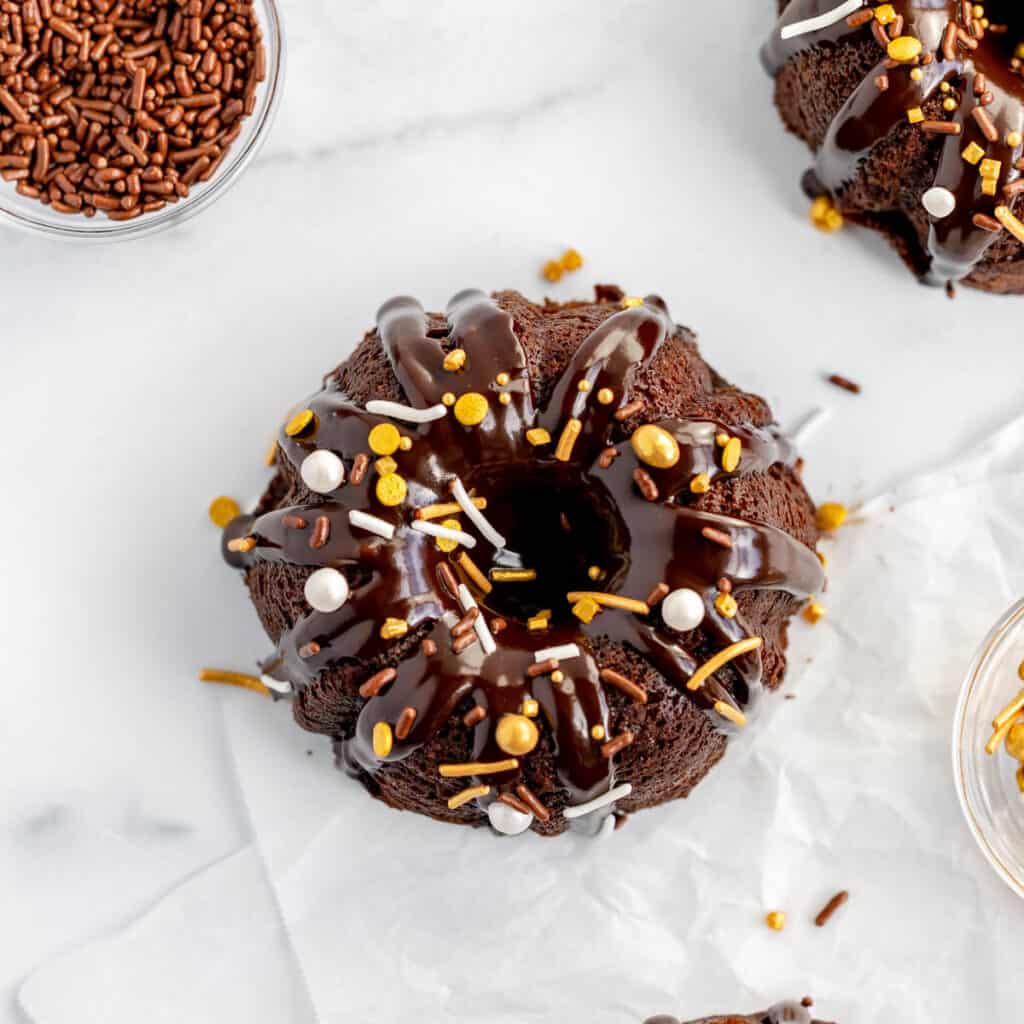 Mini Chocolate Bundt Cakes with Ganache - Barefoot In The Pines